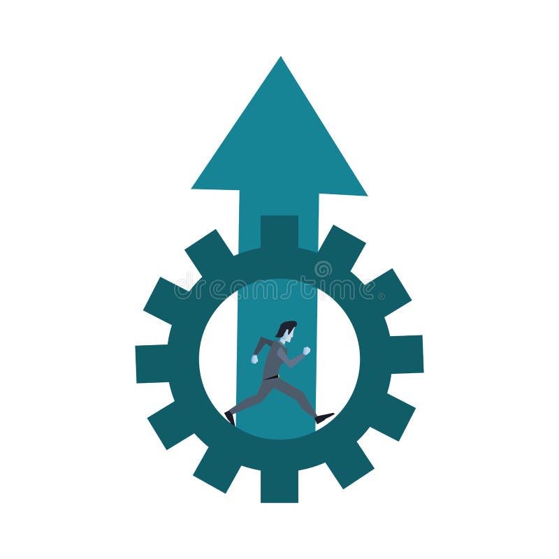 Businessman Running on Gear Work Arrow Stock Vector - Illustration of ...