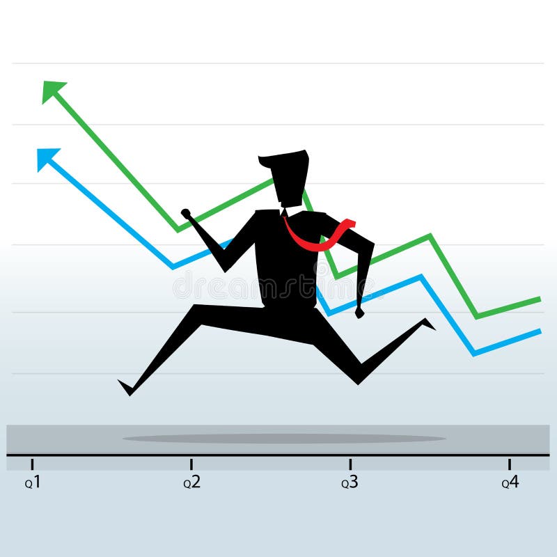 A Businessman Running and Graph that Rise Stock Vector - Illustration ...