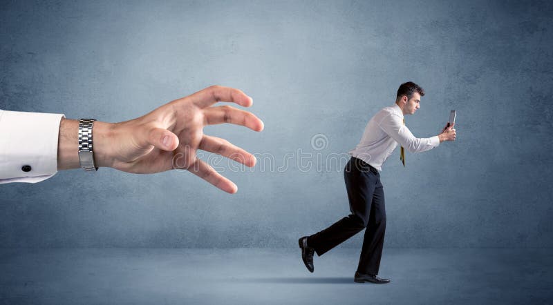 Businessman Running from Hand Stock Image - Image of anger, hand: 105862821