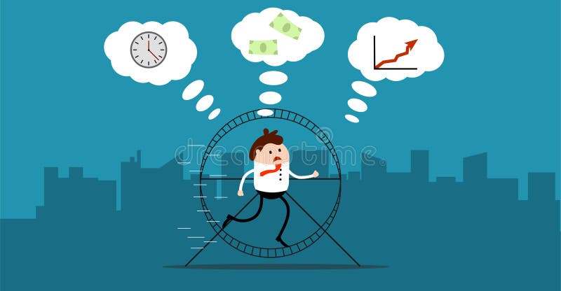 Businessman Running from Home To Work in a Hamster Wheel Stock Vector ...