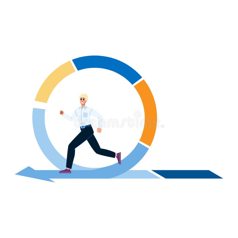 Businessman Running Inside Agile Development Cycle Chart Following ...