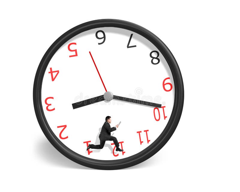 Businessman Running Inside Clock Stock Photo - Image of clock, mins ...