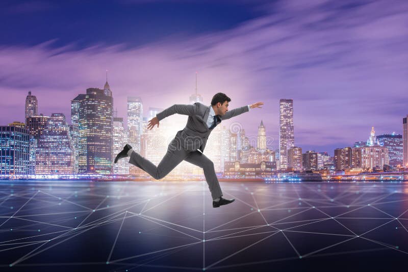 The Businessman Running in Internet of Things Concept Stock Image ...