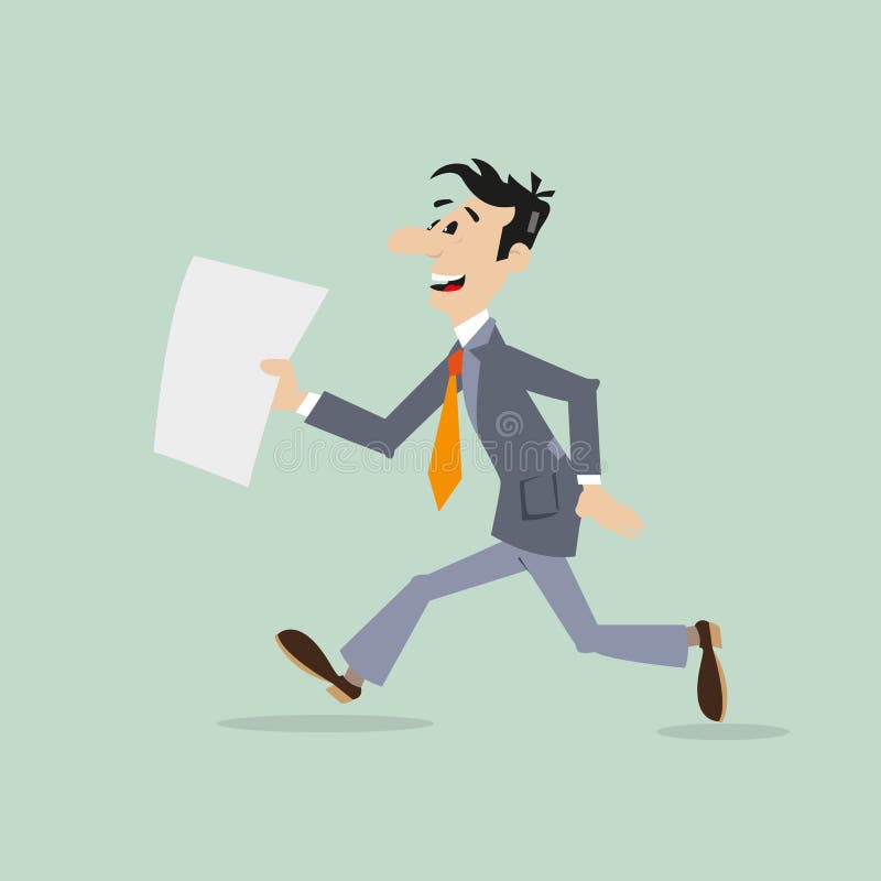 Businessman running late stock vector. Illustration of employee - 79257971