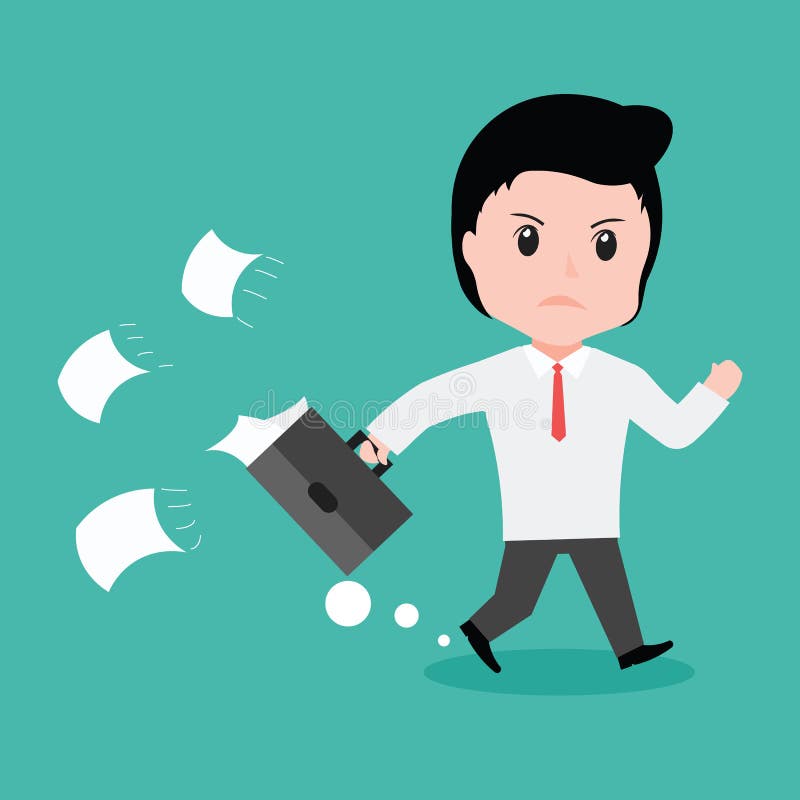 Businessman is Running Late Time, Cartoon Vector Stock Vector ...