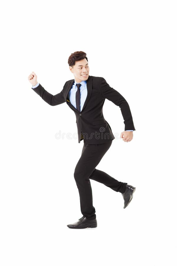 Businessman Running and Looking Back Stock Photo - Image of male ...