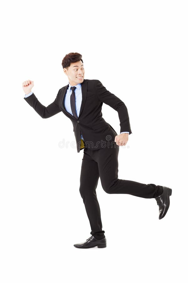 Businessman Running and Looking Back Stock Image - Image of young, race ...