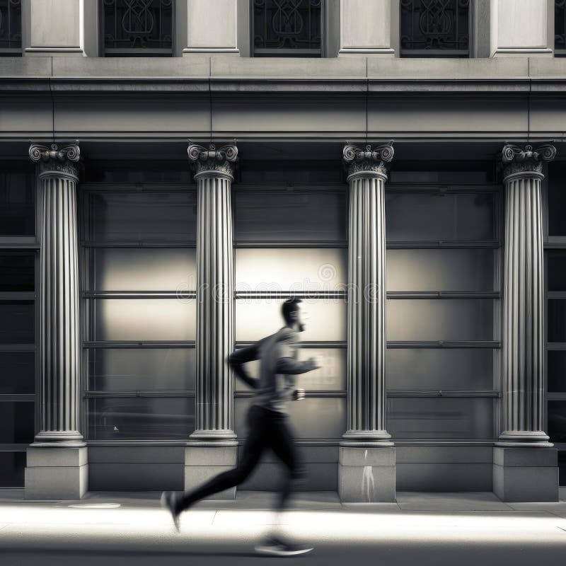 Businessman Running Near Bank Building Stock Photo - Image of banking ...