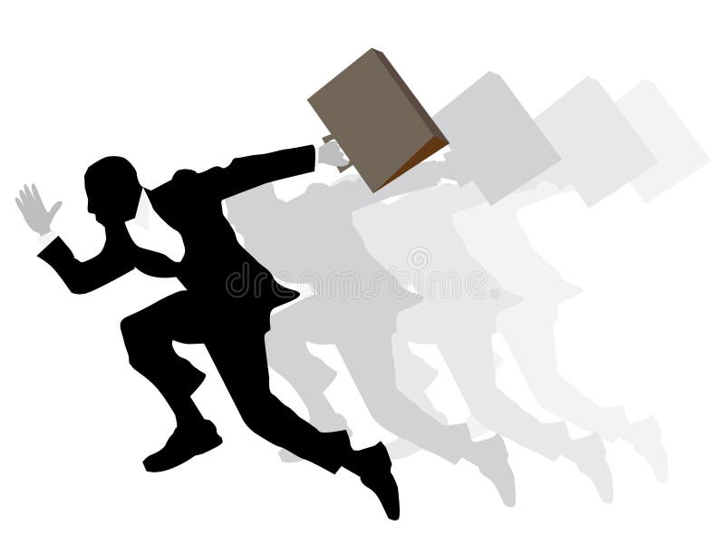 On Businessman Running with Office Bag Stock Vector - Illustration of ...