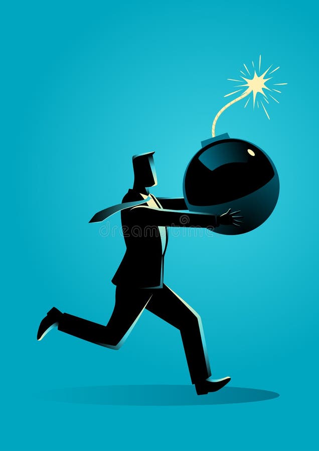 Businessman Running Panic with Bomb in His Hand Stock Vector ...