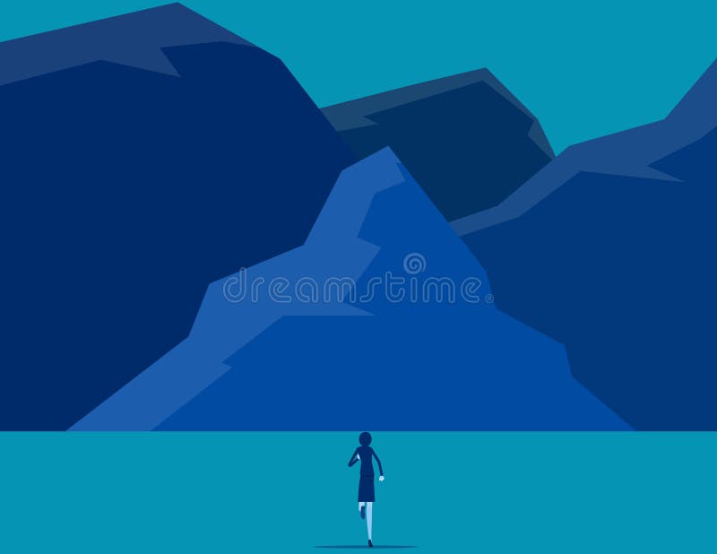 Businessman Running into the Peak. Flat Cartoon Style Design Stock ...