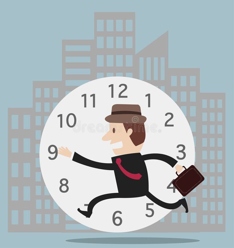 Businessman Running Race Against Time Stock Vector - Illustration of ...
