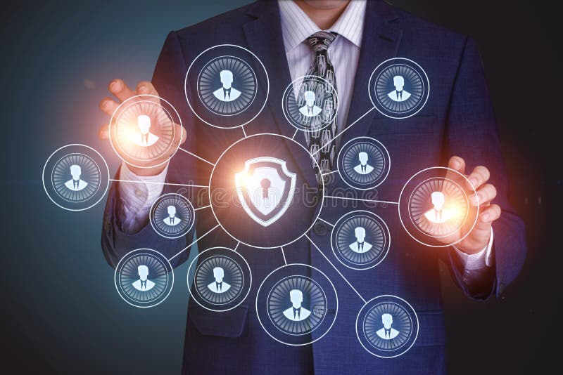 Businessman Running in a Secure Network. Stock Illustration ...