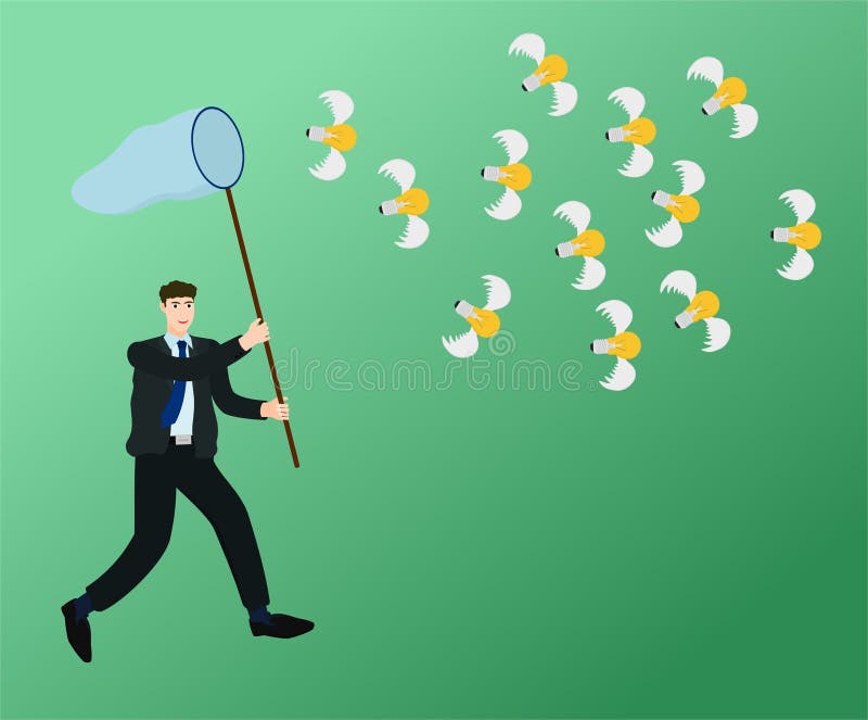 Businessman Running To Catch Flying Idea Stock Vector - Illustration of ... Businessman Running To Catch Flying Idea Stock Vector - Illustration of ...