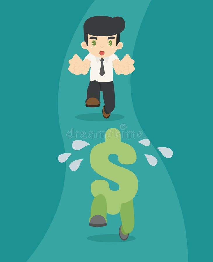 Businessman Running To the Money Stock Vector - Illustration of ...
