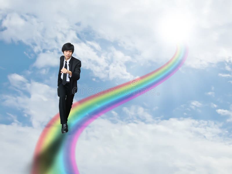 Businessman Running To Success Stock Photo - Image of person, vision ...