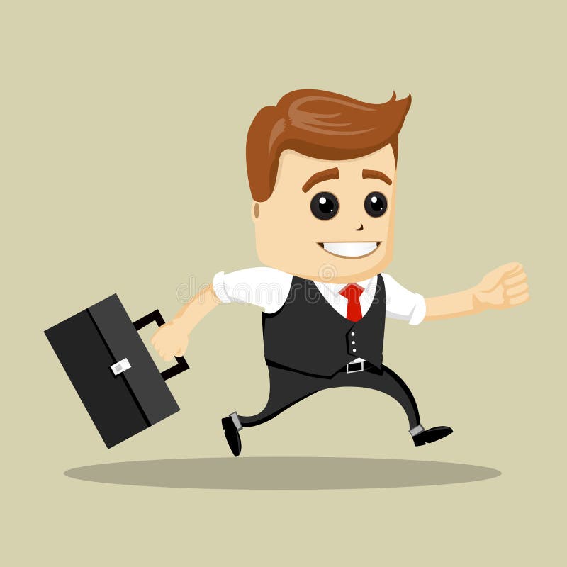 Businessman Running To Work Vector Illustration. Stock Vector ...