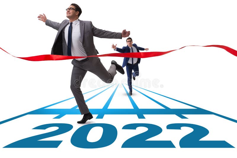 Businessman Running To the 2022 Year Stock Image - Image of finish ...