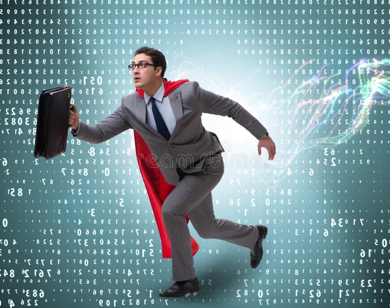 Businessman Running Towards Digital Achievements Stock Image - Image of ...