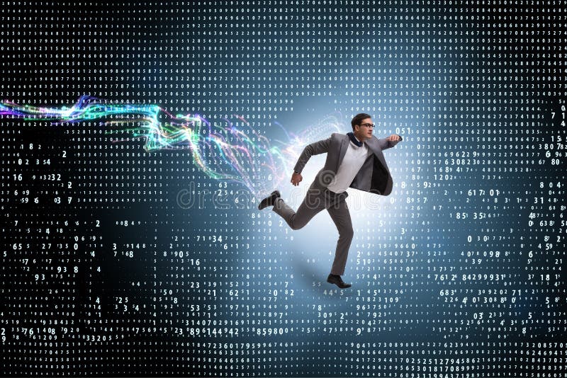 The Businessman Running Towards Digital Achievements Stock Photo ...