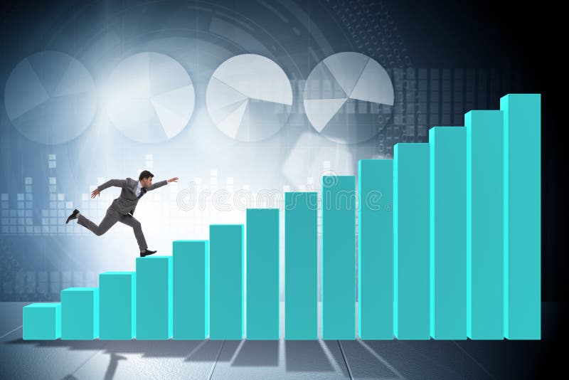 The Businessman Running Towards Economic Success Stock Illustration ...