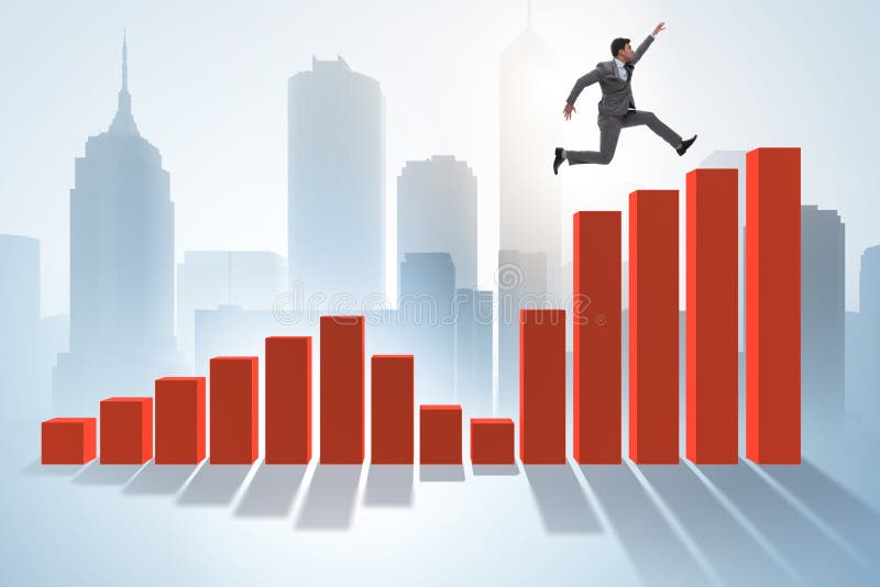 The Businessman Running Towards Economic Success Stock Illustration ...