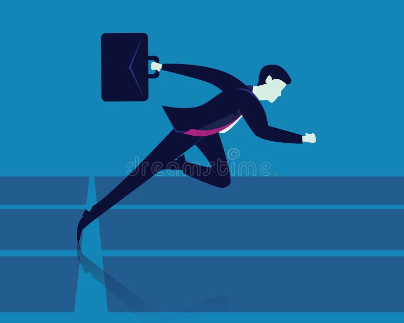 Businessman Running on Track Stock Vector - Illustration of silhouette ...