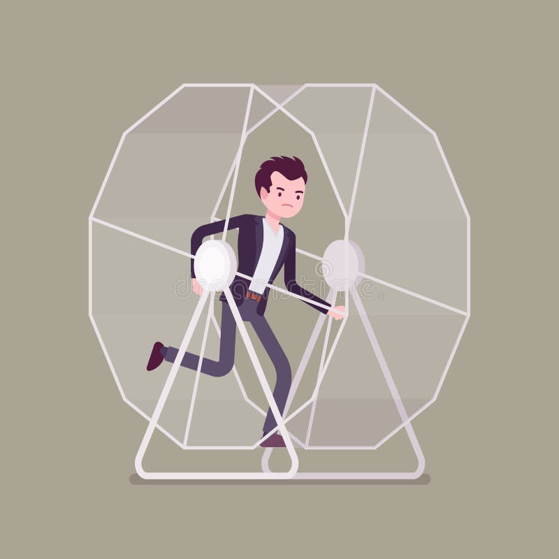 Businessman in a Running Wheel Stock Vector - Illustration of concept ...