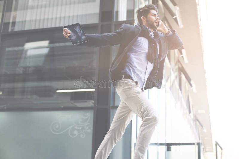 Businessman Running on Work. Stock Photo - Image of people, mobility ...