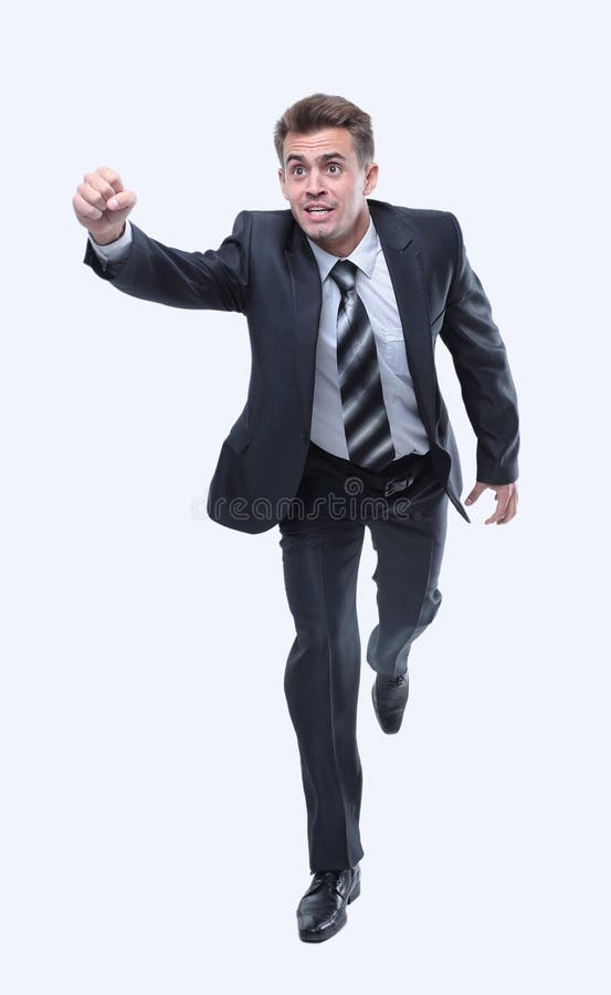 Businessman Runs Forward Stretching Out His Hand Stock Photo - Image of ...