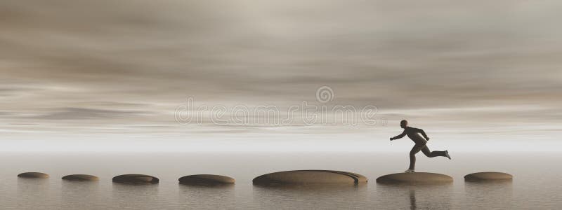 Businessman that Runs on Steps - 3D Rendering Stock Illustration ...