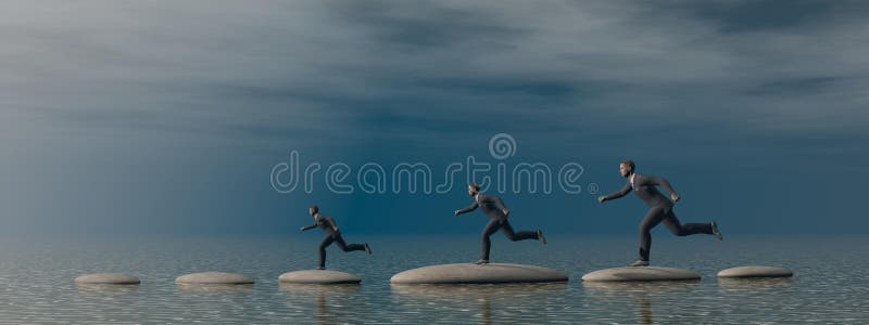 Businessman that Runs on Steps - 3D Rendering Stock Illustration ...