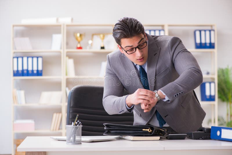 The Businessman Rushing in the Office Stock Photo - Image of funny ...