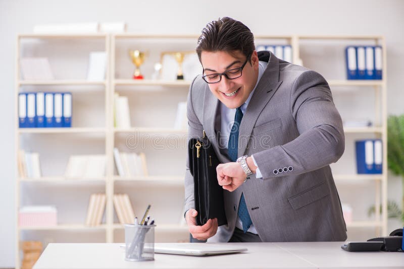 The Businessman Rushing in the Office Stock Image - Image of funny ...