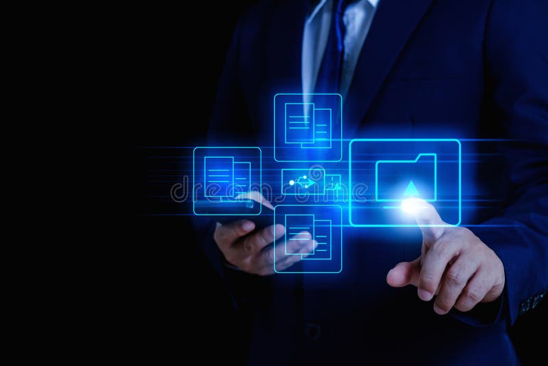 Businessman`s Document Management System DMS Online Document ...