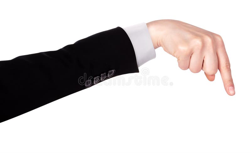 Businessman S Finger Pointing or Touching Stock Image - Image of press ...