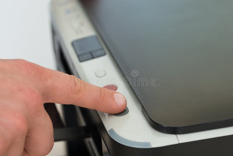 Businessman S Finger Pressing Button of Photocopy Machine Stock Image ...