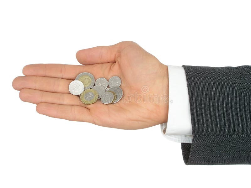 Businessman S Hand Holding Coins Stock Image - Image of holding, change ...