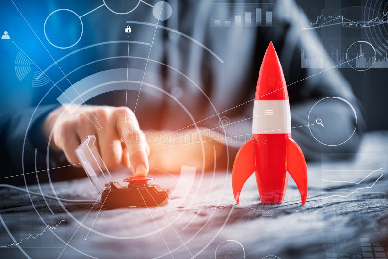 Businessman S Hand Launching Rocket Stock Image - Image of mission ...