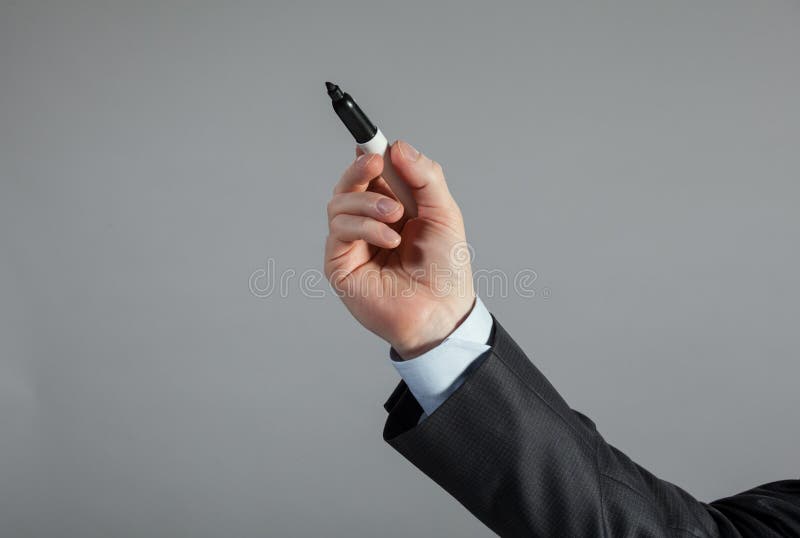 Businessman s hand writing stock image. Image of marker - 32349131