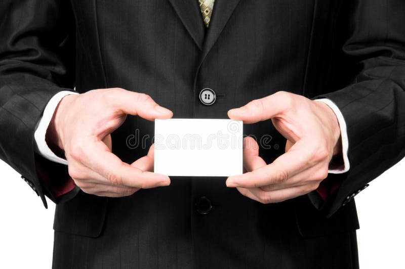 Businessman S Hands with Empty Card Stock Photo - Image of black ...