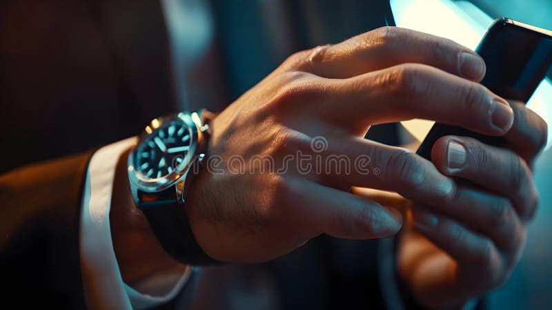 Businessman S Hands Expertly Navigating Flagship Smartphone and Premium ... Businessman S Hands Expertly Navigating Flagship Smartphone and Premium ...