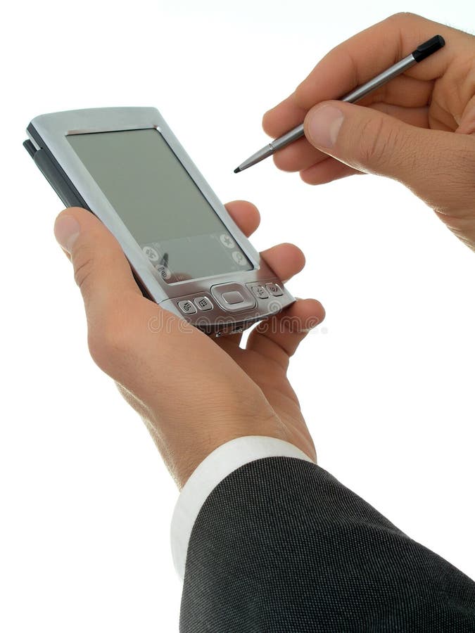 Businessman S Hands with Palmtop Stock Photo - Image of concepts, black ...