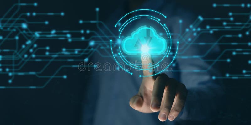 Businessman S Hands Showing a Diagram of Cloud Computing Information Technology Icon. Stock ...