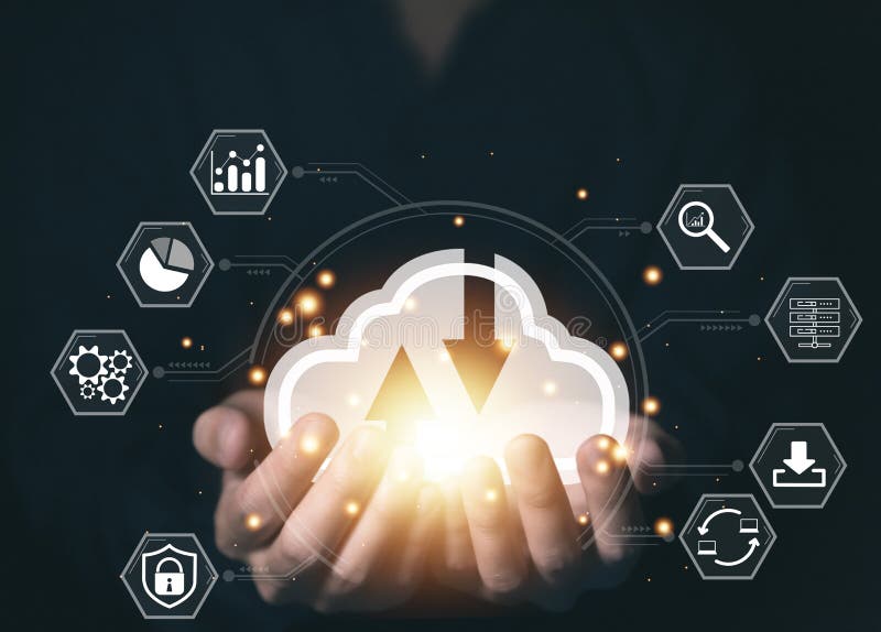 Cloud Computing Show Diagram Representation Technology Icons the ... Cloud Computing Show Diagram Representation Technology Icons the ...