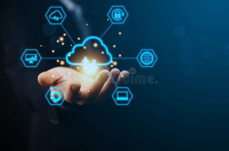 Businessman S Hands Showing a Diagram of Cloud Computing Information ...