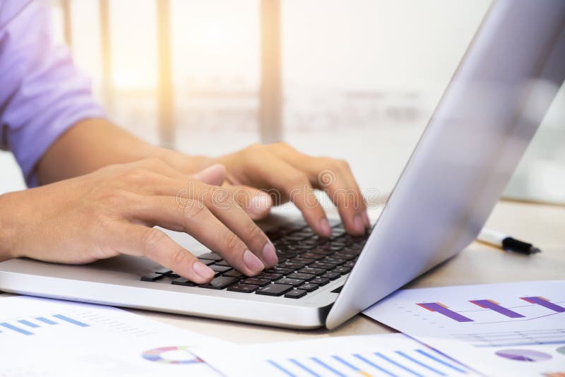 Businessman S Hands Typing on Laptop Keyboard. Stock Photo - Image of ...