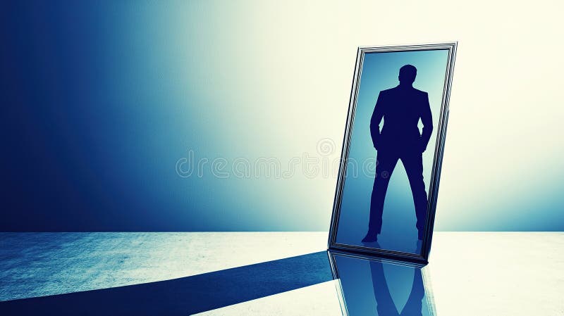 Businessman S Silhouette Reflected, Studio Setting, Self-reflection, Success Concept Stock Photo ...