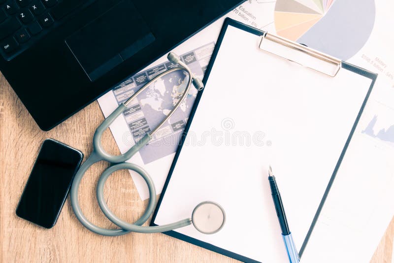 Businessman`s Tidy Desktop and Work Tools with Paperwork, Computer ...