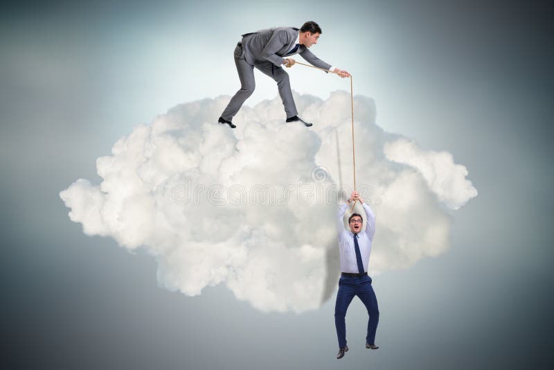 The Businessman Saving Colleague by Pulling Rope Stock Photo - Image of ...